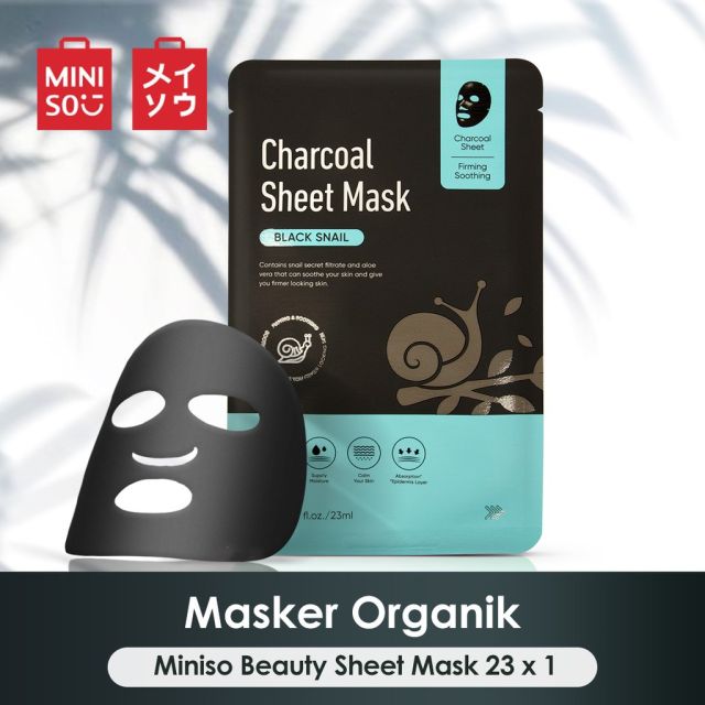 Miniso Charcoal Sheet Mask Black Snail - Review Female Daily