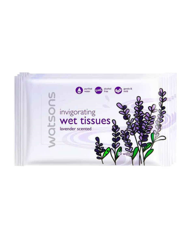 Watsons Invigorating Wet Tissues Lavender - Review Female Daily